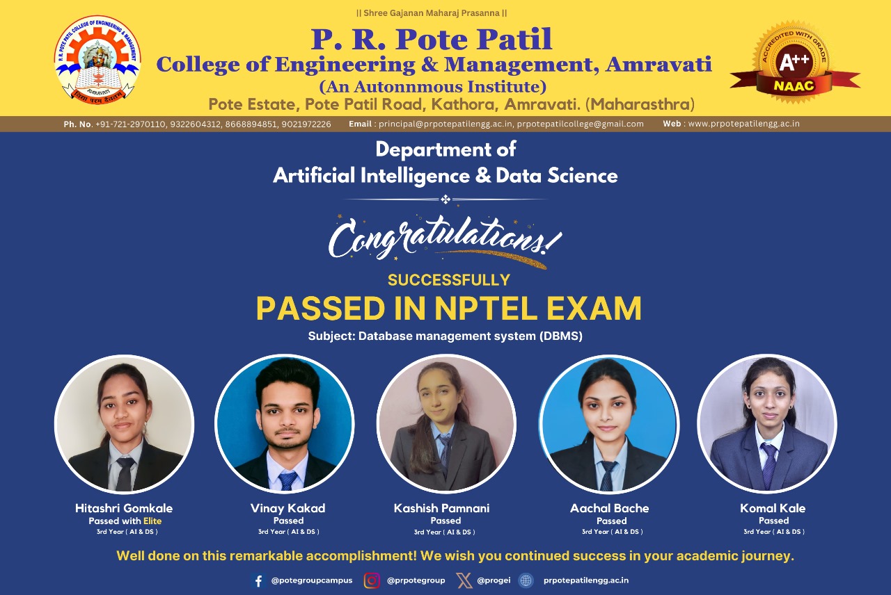 P. R. POTE PATIL COLLEGE OF ENGG & MANAGEMENT