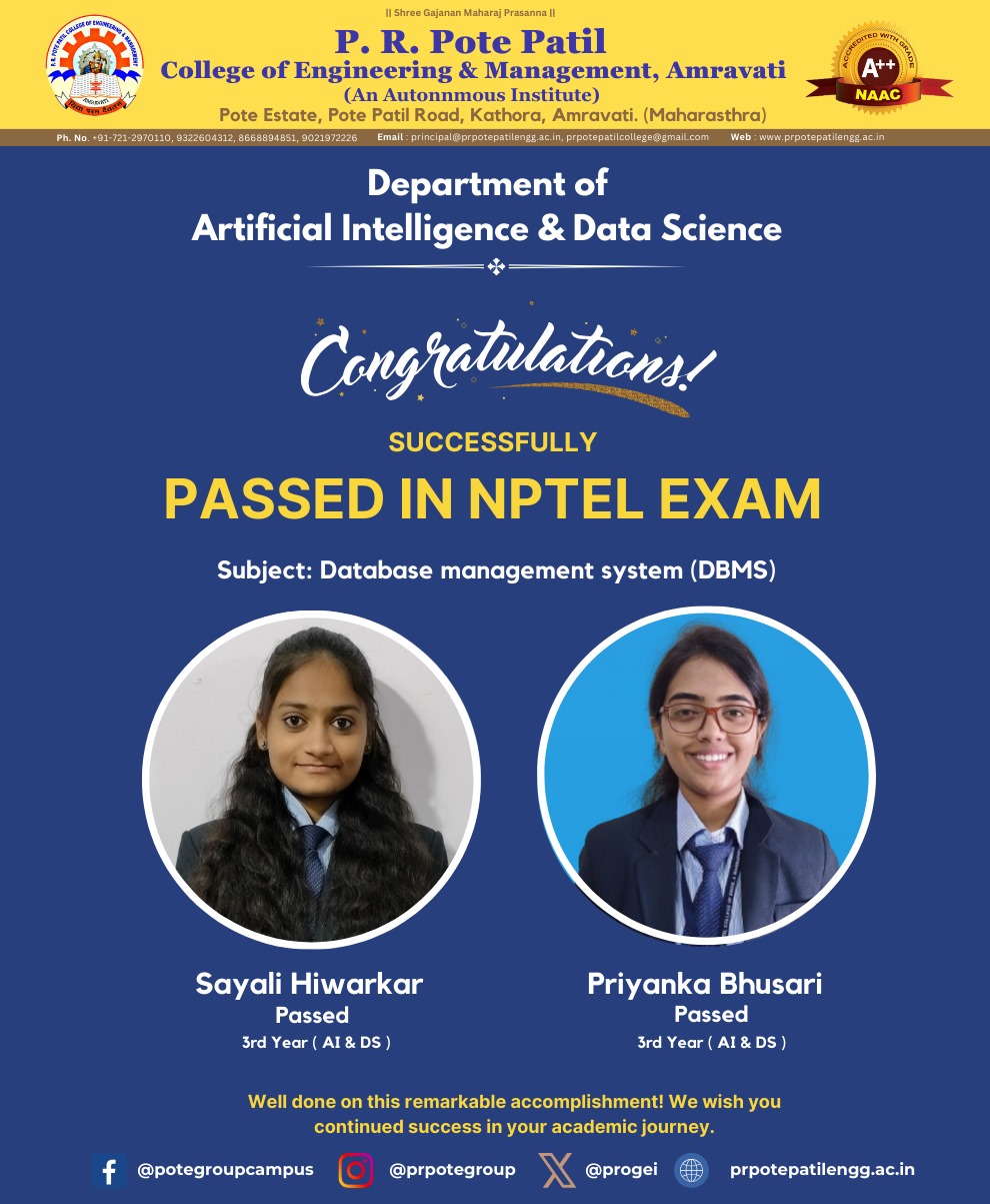 P. R. POTE PATIL COLLEGE OF ENGG & MANAGEMENT